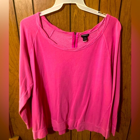 torrid | Tops | Torrid Hot Pink Boatneck Sweatshirt With Exposed ...